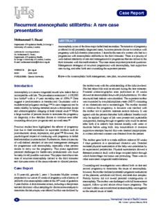 Recurrent anencephalic stillbirths: A rare case presentation. - SORA