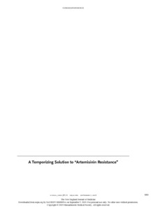 A Temporizing Solution to "Artemisinin Resistance". Reply. - SORA