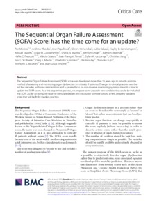 The Sequential Organ Failure Assessment (SOFA) Score: has the time come ...